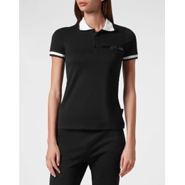 Poloshirt Plein Sport "Poloshirt Basic", Damen, Gr. L, 02, schwarz, STOFF NR. 1: 100% BAUMWOLLE, Shirts