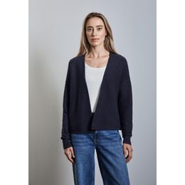 Cardigan Street One, Damen, Gr. 34, blau (tiefblau), Stoff, 30% Polyester, 29% Polyacryl, 21% Viskose, 20% Nylon, unifarben, casual, normal normal, ohne Ausschnitt, Langarm Bündchen, Strickjacken, im angenehmen Materialmix