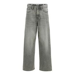 Jack & Jones Relax-fit-Jeans JACK & JONES JUNIOR "JJIRON JJORIGINAL SQ 204 NOOS JNR", Jungen, Gr. 140, N-Gr, grau (grau denim), Denim/Jeans, Obermaterial: 100% Baumwolle, Abriebeffekte, modisch, relaxed fit knöchellang, Jeans