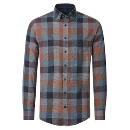 Langarmhemd Casamoda "Casamoda Freizeithemd kariert", Herren, Gr. XL, Normalgrößen, orange, 100% Baumwolle, kariert, comfort fit, Hemden