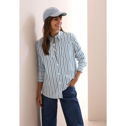 Longbluse Cecil, Damen, Gr. L (42), fresh light blau, Web, Obermaterial: 72% Baumwolle, 25% Polyamid, 3% Elasthan, gestreift, casual, regular fit hüftbedeckend, Langarm Ärmel mit Ärmelschlitz 2-Knopf-Manschette, Blusen, mit Streifenmuster