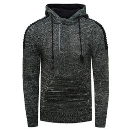 Kapuzensweatshirt Rusty Neal "Knitwear", Herren, Gr. M, blau (petrol), 70% Polyacryl, 30% Baumwolle, unifarben, casual, normal, ohne Ausschnitt, Langarm, Sweatshirts, mit praktischem Reißverschluss