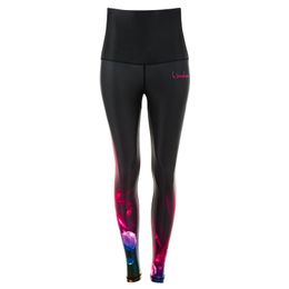 Leggings WINSHAPE "HWL102-COSMIC", Damen, Gr. L, Normalgrößen, schwarz (cosmic), 80% Polyester, 20% Elasthan, Hosen, Core-Stability-Bund mit Bauch-Weg-Effekt