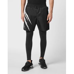 Sporthose Plein Sport "2-In-1 Laufhose Scratch", Damen, Gr. 4XL, US-Größen, 02, schwarz, STOFF NR. 1: 90% POLYESTER 10% ELASTAN, Hosen