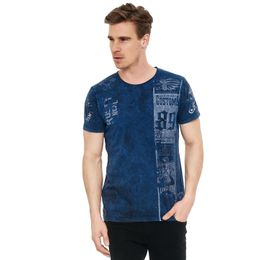 T-Shirt Rusty Neal, Herren, Gr. L, blau (dunkelblau, weiß), 100% Baumwolle, bedruckt, casual, normal, Rundhals, Kurzarm, Shirts, mit modernem Print