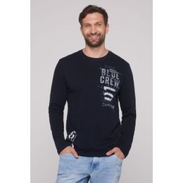 Rundhalsshirt CAMP DAVID, Herren, Gr. 4XL, blau, Material: 100% Baumwolle, bedruckt, casual, lässig geschnitten normal, Langarm eingesetzt gerader Abschluss, Shirts, aus Baumwolle