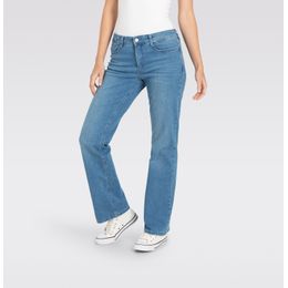 Bootcut-Jeans MAC "LAURA", Damen, Gr. 34, Länge 34, blau (winter baby blau), Denim/Jeans, Obermaterial: 91% Baumwolle, 7% Elastomultiester, 2% Elasthan, casual, lang, Jeans