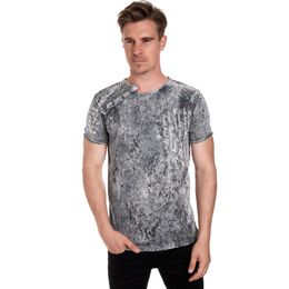 T-Shirt Rusty Neal, Herren, Gr. L, grau (anthrazit), 100% Baumwolle, Batikmuster, normal, Rundhals, Kurzarm, Shirts, im tollen Vintage-Look