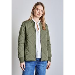 Blouson Street One, Damen, Gr. 40, grün (summer khaki), Stoff, Obermaterial: 55% Polyester, 45% Polyamid; Futter: 100% Polyester, unifarben, casual, gerade normal, hoch geschlossener Ausschnitt, Langarm Bündchen, Jacken, mit Stehkragen