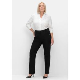 Stretch-Hose sheego "Große Größen", Damen, Gr. 40, Normalgrößen, schwarz, Obermaterial: 70% Viskose, 25% Polyamid, 5% Elasthan, unifarben, casual, regular fit lang, Hosen, mit Shapingeinsatz im Bauchbereich