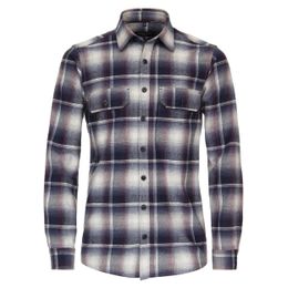 Langarmhemd Casamoda "Casamoda Overshirt uni", Herren, Gr. L, Normalgrößen, rot (dunkelrot), 100% Baumwolle, unifarben, lässig geschnitten, Hemden