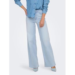 High-waist-Jeans Only "ONLMADISON BLUSH HW WIDE DNM CRO495 NOOS", Damen, Gr. L (40), Länge 30, blau (light blau bleached denim), Denim/Jeans, Obermaterial: 92% Baumwolle, 6% Elastomultiester, 2% Elasthan, unifarben, modisch, Jeans