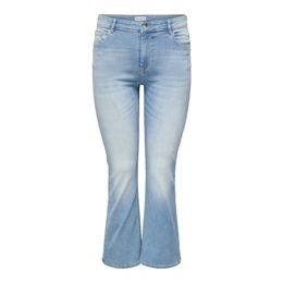 Bootcut-Jeans Only CARMAKOMA "CARWILLY LIFE HW FLARED DNM TAI467", Damen, Gr. 44, Länge 32, blau (light blau denim), Denim/Jeans, Obermaterial: 92% Baumwolle, 6% Elastomultiester, 2% Elasthan, unifarben, modisch, Jeans