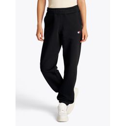 Jogginghose Tommy Jeans "TJW BADGE JOGGER", Damen, Gr. M (38), N-Gr, schwarz, Sweatware, Obermaterial: 100% Baumwolle, unifarben, casual, bequem knöchellang, Hosen, mit Logostickerei