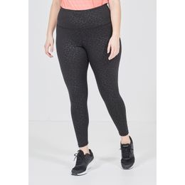 Lauftights Q BY ENDURANCE "SIANTAR PRINTED", Damen, Gr. 46, EURO-Größen, schwarz, 86% Polyester, 14% Elasthan, Fellimitat, bedruckt, feminin, lang, Hosen, in großen Großen verfügbar