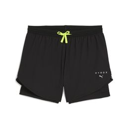 Trainingsshorts Puma "Puma x HYROX ULTRAWEAVE 2-in-1-Shorts Damen", Damen, Gr. L, Normalgrößen, schwarz, Obermaterial: 100% Polyester; Innenmaterial: 15% Elasthan, 85% Polyester; Taschenfutter: 100% Polyester; Unterer Bund: 14% Elasthan, 86% Polyester, Hosen