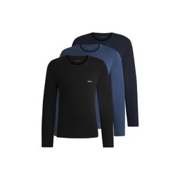 Longsleeve BOSS "Longsleeve LS ShirtRN 3P Classic 3er Pack", Herren, Gr. L, schwarz (schwarz, blau), Obermaterial: 100% Baumwolle CO., Shirts