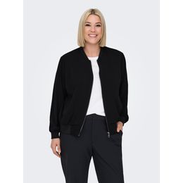 Bomberjacke Only CARMAKOMA "CARLUX LIFE LS BOMBER JACKET NOOS", Damen, Gr. 54, schwarz, Web, Obermaterial: 95% Polyester, 3% Elasthan, 2% sonstige Fasern, unifarben, modisch, regular fit, Langarm, Jacken