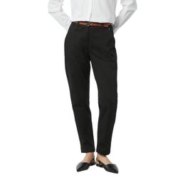 Chinohose comma, Damen, Gr. 36, N-Gr, schwarz, Web, Obermaterial: 65% Baumwolle, 30% Polyester, 5% Elasthan, unifarben, casual, slim fit 7/8-Länge, Hosen, mit Gürtel und Stretch