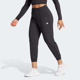 Sporthose adidas Performance "AEROREADY TRAIN ESSENTIALS MINIMAL BRANDING WOVEN HOSE", Damen, Gr. L, N-Gr, schwarz-weiß (schwarz, weiß), Obermaterial: 100% Polyester, clean, sportlich, Hosen