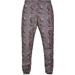 Jogginghose Urban Classics "Urban Classics Herren Camo Track Pants", Herren, Gr. L, US-Größen, bunt (schwarzdesert camo), 100% Polyester, relaxed fit, Hosen