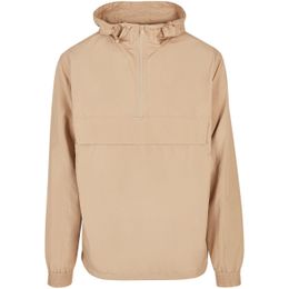 Anorak Urban Classics "Urban Classics Herren Basic Pull Over Jacket", Herren, Gr. L, beige (unionbeige), 100% Polyester, unifarben, casual, normal, ohne Ausschnitt, Langarm, Jacken