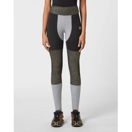 Leggings Plein Sport "Leggings Statement", Damen, Gr. M, US-Größen, 21, multicolor, STOFF 1: 90% POLYESTER 10% ELASTAN / STOFF 2: 56% POLYESTER 30% VISKOSE 10% METALLISIERTE FASER 4% ELASTAN, Hosen