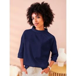 Sweatshirt Heine, Damen, Gr. 34, blau (marine), 50% Modal, 44% Polyester, 6% Elasthan, unifarben, Sweatshirts