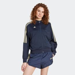 Trainingsjacke adidas Sportswear "W TIRO CB TT", Damen, Gr. S, blau (legend ink, almost gelb), Obermaterial: 70% Polyester, 30% Baumwolle, sportlich, Jacken