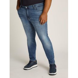 Slim-fit-Jeans Tommy Jeans PLUS, Herren, Gr. 40, Länge 32, blau (denim schwarz), Web, Obermaterial: 92% Baumwolle, 6% Elastomultiester, 2% Elasthan, unifarben, modisch, slim fit, Jeans, in Großen Größen, stoned wash Optik