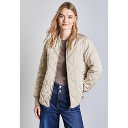 Blouson Street One, Damen, Gr. 34, pearly sand, Stoff, Obermaterial: 55% Polyester, 45% Polyamid; Futter: 100% Polyester, unifarben, casual, gerade normal, hoch geschlossener Ausschnitt, Langarm Bündchen, Jacken, mit Stehkragen