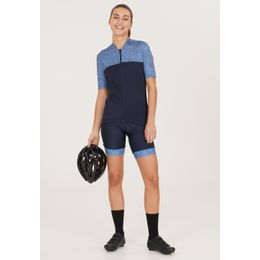 Radtrikot Endurance "Mangrove", Damen, Gr. 36, blau, 90% Polyester, 10% Elasthan, geblümt, casual, normal, hoch geschlossener Ausschnitt, Trikots, mit praktischer Quick Dry-Technologie