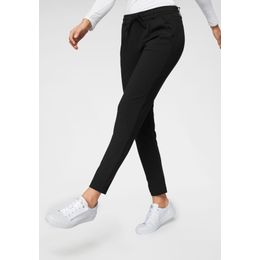 Jogger Pants Tom Tailor, Damen, Gr. 44, Länge 32, schwarz (deep schwarz), Jersey, Obermaterial: 60% Viskose, 34% Polyamid, 6% Elasthan, unifarben, modisch, lässig geschnitten lang, Hosen, mit Bundfalten, Topseller