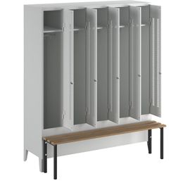 Wolf Spind Berlin 1 Sitzbank, 5 Abteile, lichtgrau, B 1500 mm, vorgebaut, Buchenholz