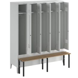 Wolf Spind Berlin 2 Sitzbank, 5 Abteile, lichtgrau, B 1500 mm, vorgebaut, Buchenholz