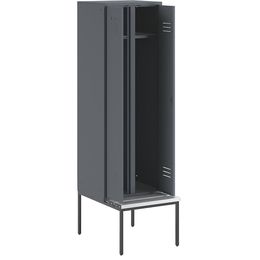 Wolf Schwarz-Weiß-Spind Berlin 2 mit Sitzbank, 1 Abteil, blaugrau, B 600 mm, untergebaut, Kunststoff