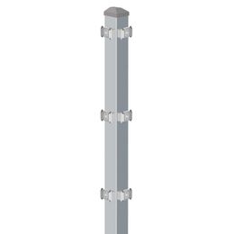 Eckpfosten Doppelstabmattenzaun mit Klemmplatten verzinkt zum Einbetonieren, 830 mm