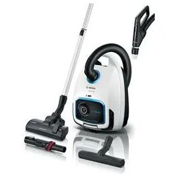 Bosch Bodenstaubsauger "Serie 6 ProSilence BGL6TSIL, Hygiene-Filter, 10 Jahre Motorgarantie", schwarz-weiß (weiß, schwarz), B:30cm H:26,5cm T:45cm, Staubsauger, Leistungsregulierung am Handgriff, langes Kabel, extrem leise, weiß