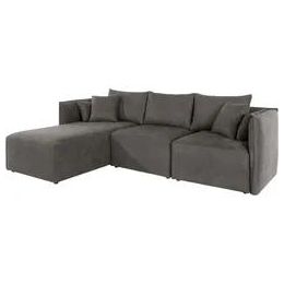 Ecksofa Andas "Nöre L-Form", grau (anthrazit), B:262cm H:74cm T:172cm, Samtoptik (100% Polyester), Struktur (100% Polypropylene), Webstoff (100% Polyester), Struktur fein (100% Polyester), Luxus-Microfaser Lederoptik (100% Polyester), Baumwoll-/Leinenmix (60% Baumwolle/40% Leinen), Sofas, 3 Teile, in vielen Bezugsqualitäten und Farben. S. auch "Nöre"