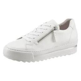 Plateausneaker Gabor "FLORENZ", Damen, Gr. 37, weiß, Kalbsleder, unifarben, sportlich, Schuhe, in Schuhweite G (=weit), Freizeitschuh, Halbschuh, Schnürschuh