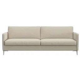 3-Sitzer FLEXLUX "Fiore, super Sitzkomfort durch Kaltschaum im Sitz", weiß (sanftes weiß), B:214cm H:85cm T:92cm, 100% Polyester, Sofas, schmale Armlehnen, Füße Alu