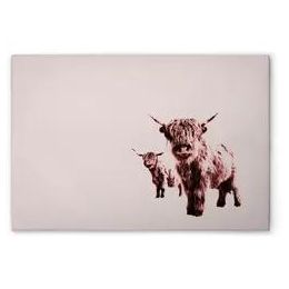 A.S. Création Leinwandbild A.S. CRÉATION "Highland Cows - Wandbild Beige Braun Rosa Keilrahmen Kunst", braun, T:2cm, Canvas, Bilder, Canvas Tiere Leinwand Kühe Wandkunst Schlafzimmer Tiere Basic Büro