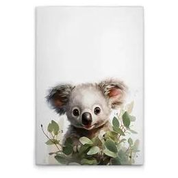 A.S. Création Leinwandbild A.S. CRÉATION "Baby Koala - Wandbild Weiß Grün Grau Keilrahmen Kunst", braun, T:2cm, Canvas, Bilder, Canvas Baby Leinwand Koala Wandkunst Schlafzimmer Kinderzimmer Tiere