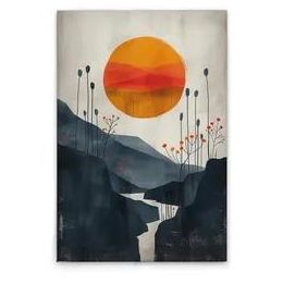 A.S. Création Leinwandbild A.S. CRÉATION "Skandi Sunset - Wandbild Orange Blau Keilrahmen Wandkunst", braun, T:2cm, Canvas, Bilder, Canvas Sonnenuntergang Leinwand Kunst Wandkunst Schlafzimmer Natürlich