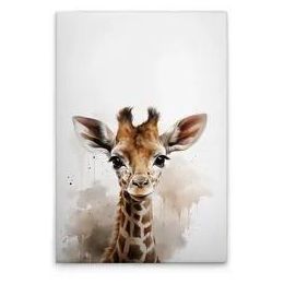 A.S. Création Leinwandbild A.S. CRÉATION "Baby Giraffe - Wandbild Weiß Braun Beige Keilrahmen Kunst", braun, T:2cm, Canvas, Bilder, Canvas Baby Leinwand Giraffe Wandkunst Schlafzimmer Kinderzimmer Deko