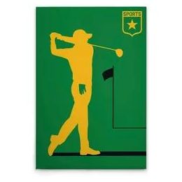 A.S. Création Leinwandbild A.S. CRÉATION "Golfplayer - Wandbild Grün Gelb Schwarz Keilrahmen Kunst", braun, T:2cm, Canvas, Bilder, Canvas Retro Leinwand Golfspieler Wandkunst Schlafzimmer Retro & Deko