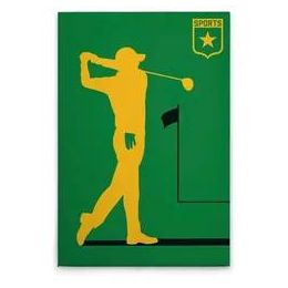 A.S. Création Leinwandbild A.S. CRÉATION "Golfplayer - Wandbild Grün Gelb Schwarz Keilrahmen Kunst", braun, T:2cm, Canvas, Bilder, Canvas Retro Leinwand Golfspieler Wandkunst Schlafzimmer Retro & Deko