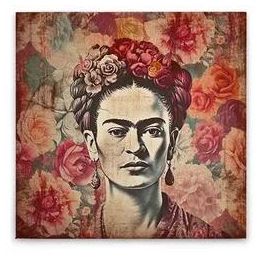 A.S. Création Leinwandbild A.S. CRÉATION "Frida in Bloom - Wandbild Bunt Keilrahmen Kunst modern", bunt (braun), T:2cm, Canvas, Bilder, Canvas Frida Leinwand Blumen Wandkunst Schlafzimmer Personen Floral