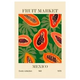 A.S. Création Leinwandbild A.S. CRÉATION "Fruit Market 2 - Wandbild Beige Orange Keilrahmen Kunst", braun, T:2cm, Canvas, Bilder, Canvas Retroschild Leinwand Papayas Wandkunst Schlafzimmer Pflanzen