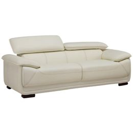 Vente-unique - Ledersofa 3-Sitzer - Elfenbein - macelo